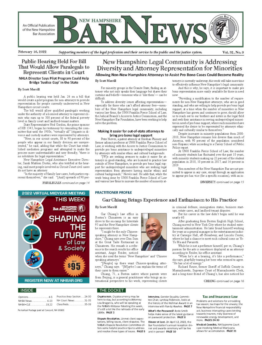 NH Bar Association's Publications: NH Bar News, NH Bar Journal